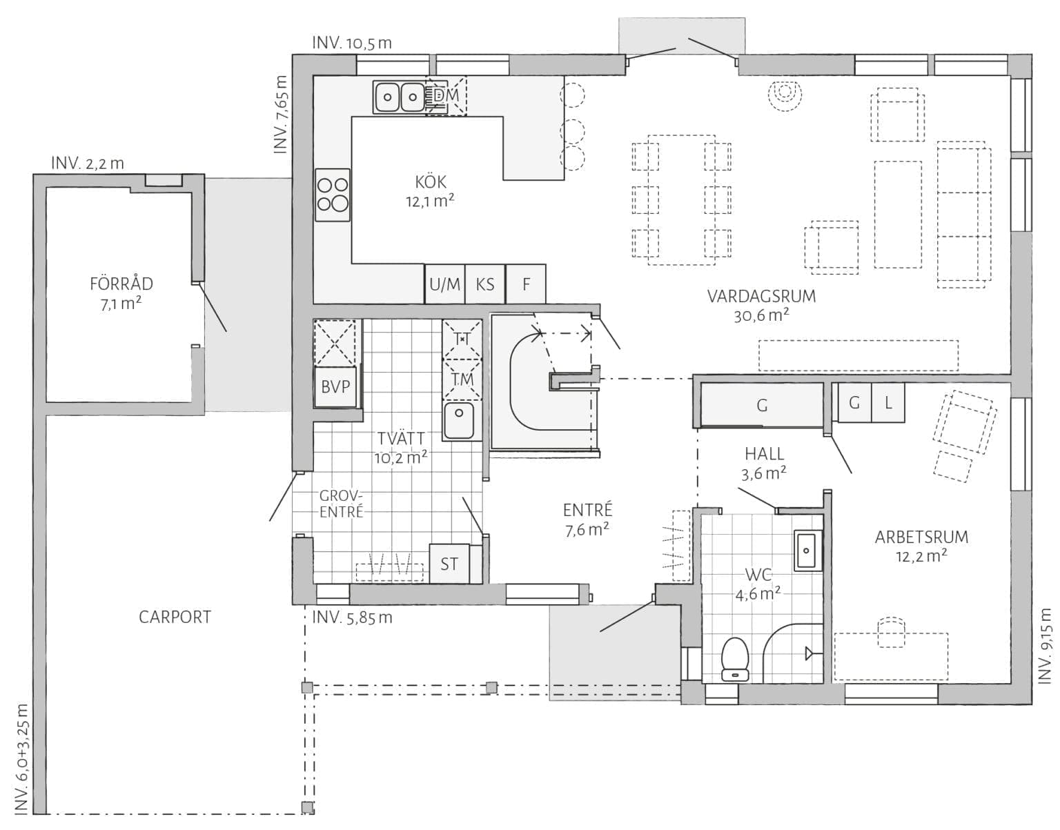 Modernt tvåplanshus i funkis-stil – Bymarken