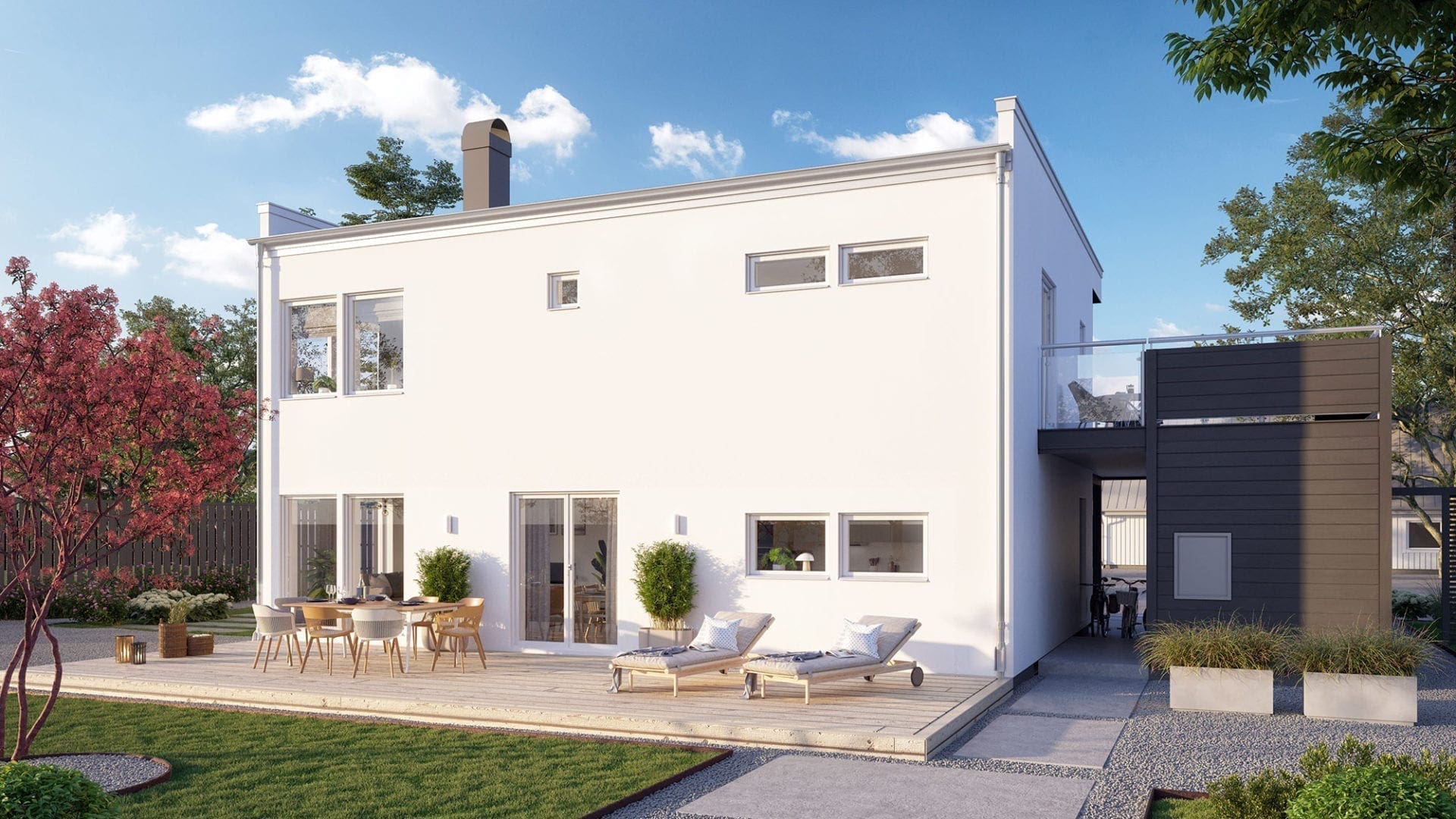 Modernt tvåplanshus i funkis-stil – Bymarken