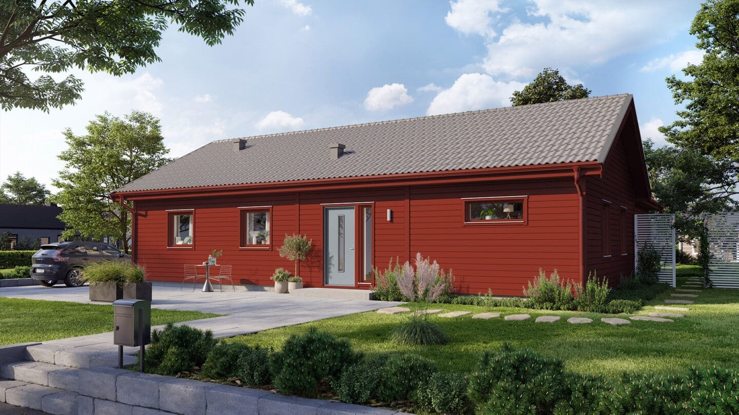 Ett modernt enplanshus i vinkel – Prio 141 Modern